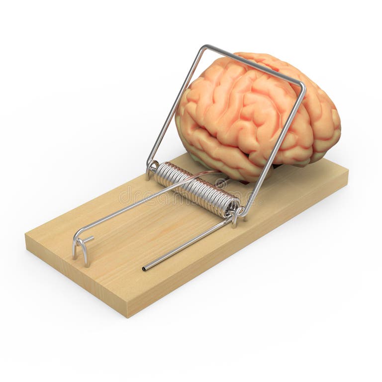 3d Brain in a mouse trap stock illustration. Illustration of device ...