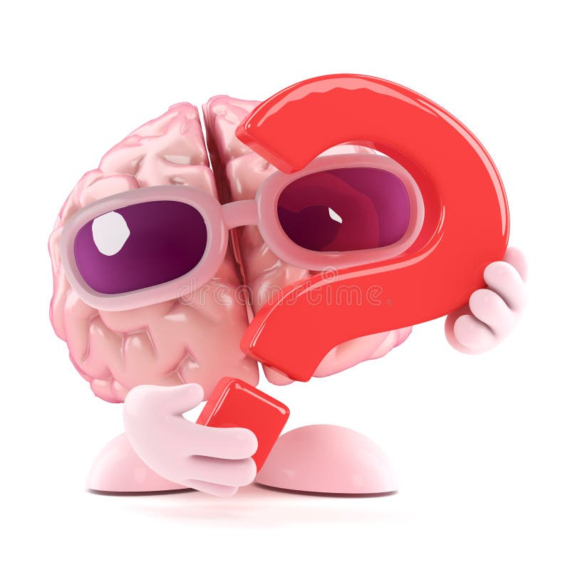 3D Illustration Brain With Question Mark Stock Illustration ...