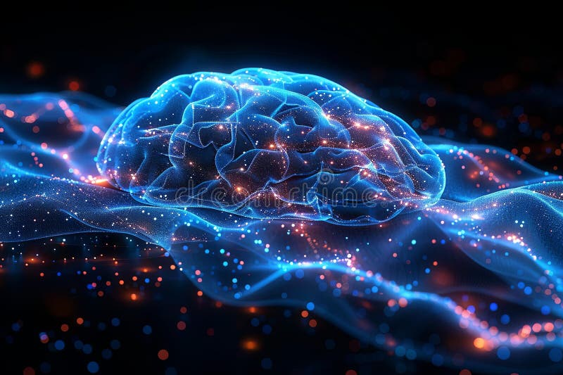 3d Brain Shape of Line and Connections on Black Background, in the ...
