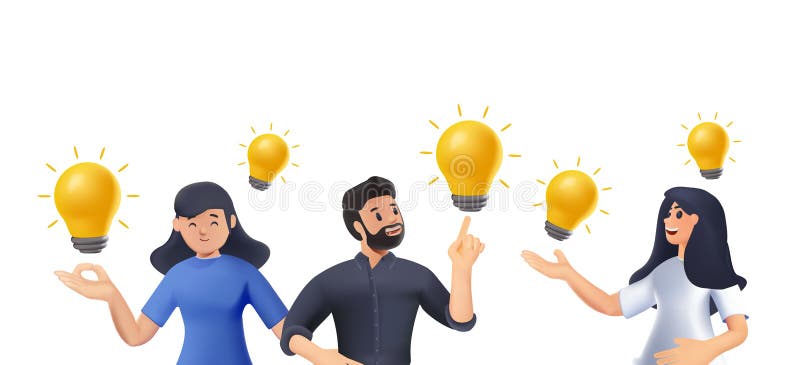 3D Brainstorm, Idea Discussion Concept. Business Team Finding Solution, Thinking, Sharing Offers ...
