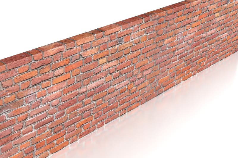 3D Brick Wall - Isolated on White Background Stock Illustration ...