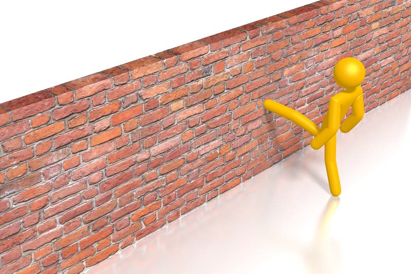 Sad, Yellow Cartoon Character Sitting beside a Wall - 3D Illustration ...