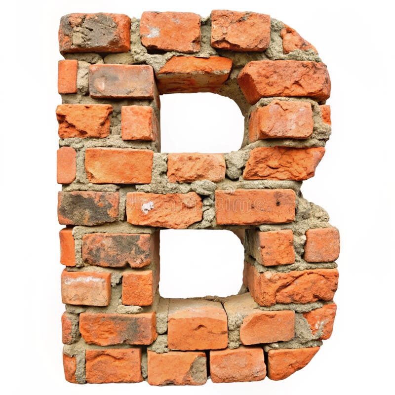 3d Brick Wall Letter B Isolated Stock Illustration - Illustration of ...