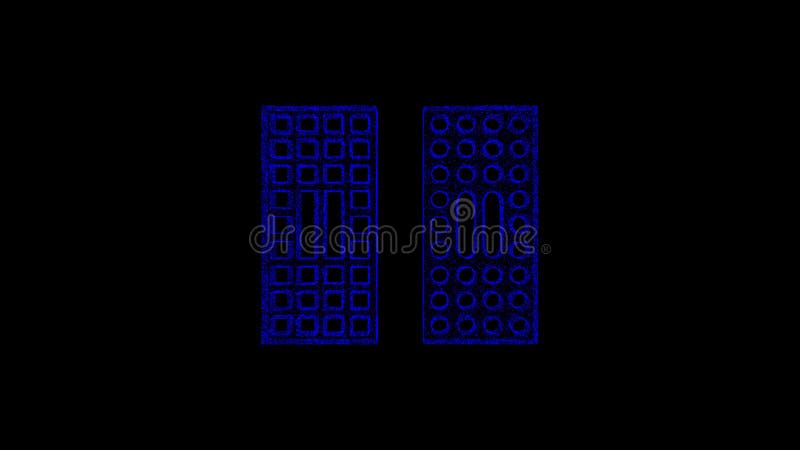 3D Bricks on Black Background. Object Consisting of Blue Flickering ...