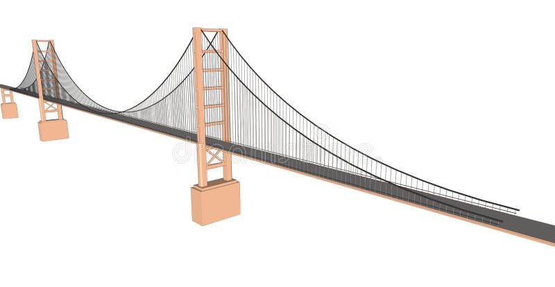 3D Bridge City Buildings View Stock Illustration - Illustration of ...