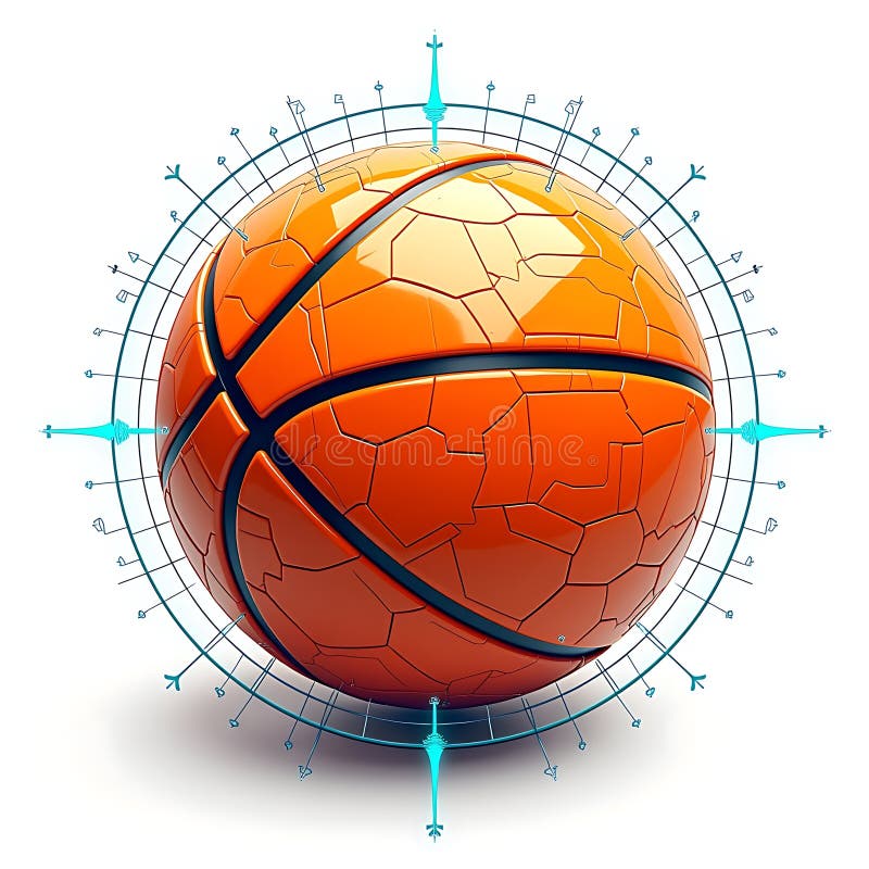 3D Bright Orange Basketball Isolated on a White Background Stock ...