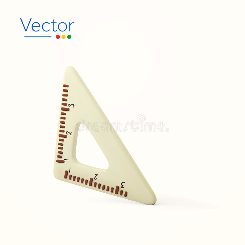 3d Bright Triangle Ruler, Minimal Style, Isolated on Background. Math ...