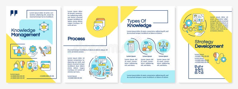 2D Brochure with Knowledge Management Linear Icons Stock Vector ...