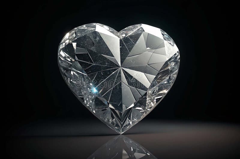 3D Broken Diamond Crystal Heart â€ Shattered Elegance on Black ...