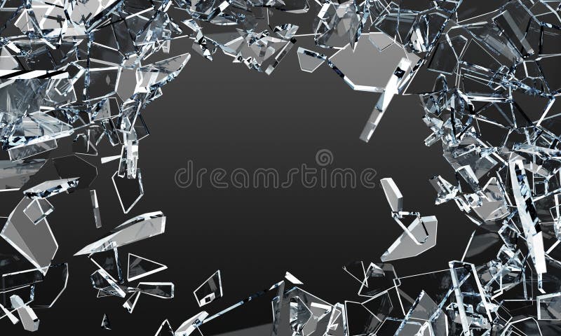 3d Broken Glass Sharps Frame, Explosion Effect with Hole on Black ...