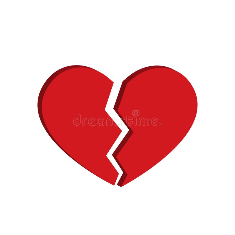 3d Broken Heart Icon Vector. Red Heartbreak Image Illustration Stock ...