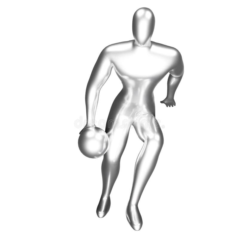 3d Silver Basketball Player Figure Doing Dribble Stock Photo ...