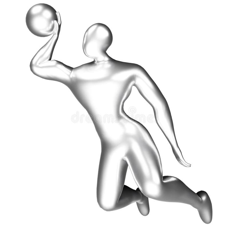 3d Silver Basketball Player Figure Doing Slam Dunk Stock Image ...
