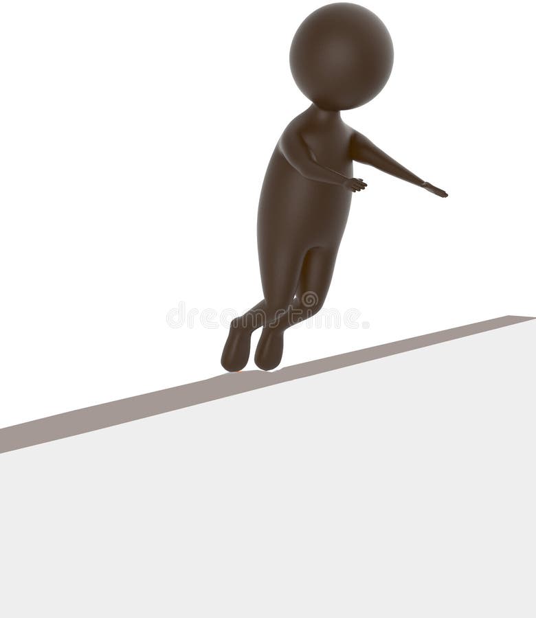 3d Red Character Sliped and Falling Down from a Narrow Wall Stock ...