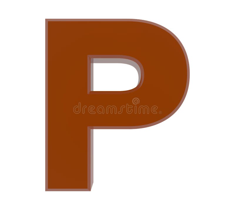3d Brown Letter P Collection on White Background Stock Illustration ...