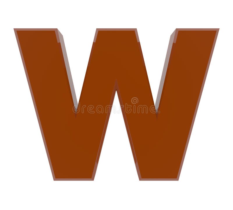 3d Brown Letter W Collection on White Background Stock Illustration ...