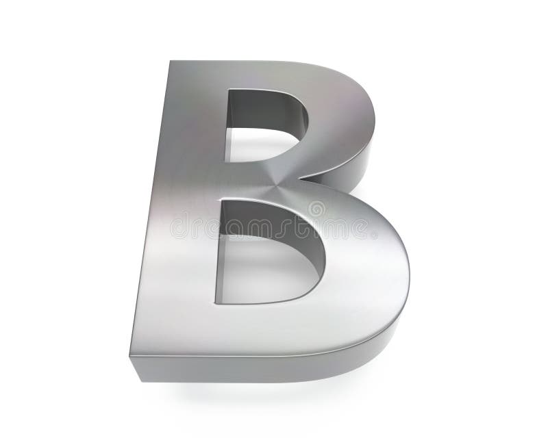 3d Brushed Metal `b` Letter Stock Illustration - Illustration of iron ...