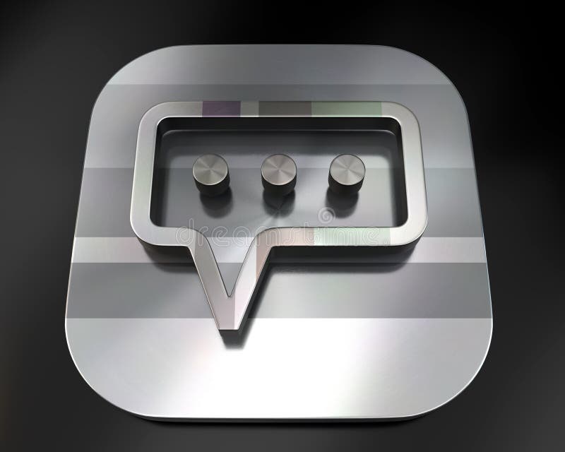 3d brushed metal chat icon stock illustration. Illustration of color ...