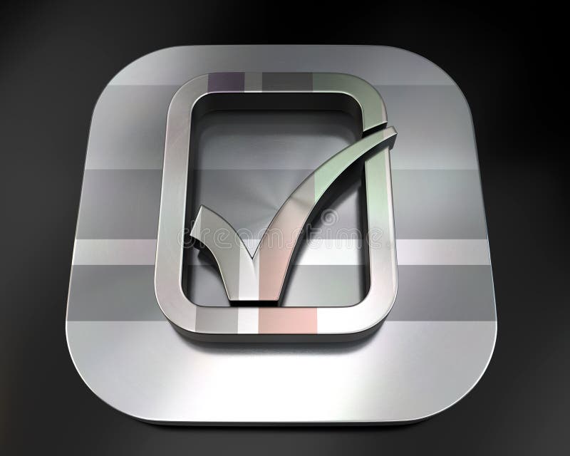 3d Brushed Metal Check Icon Stock Illustration - Illustration of ...