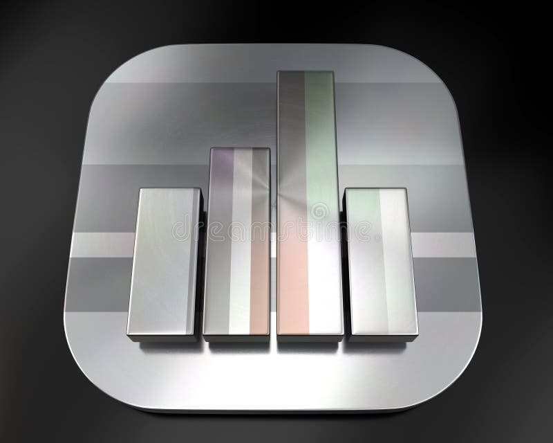 3d Brushed Metal Data Chart Icon Stock Illustration - Illustration of ...