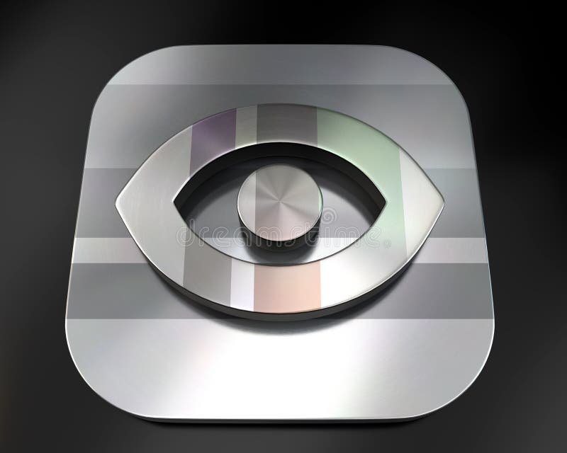 3d brushed metal eye icon stock photo. Image of glossy - 136725248