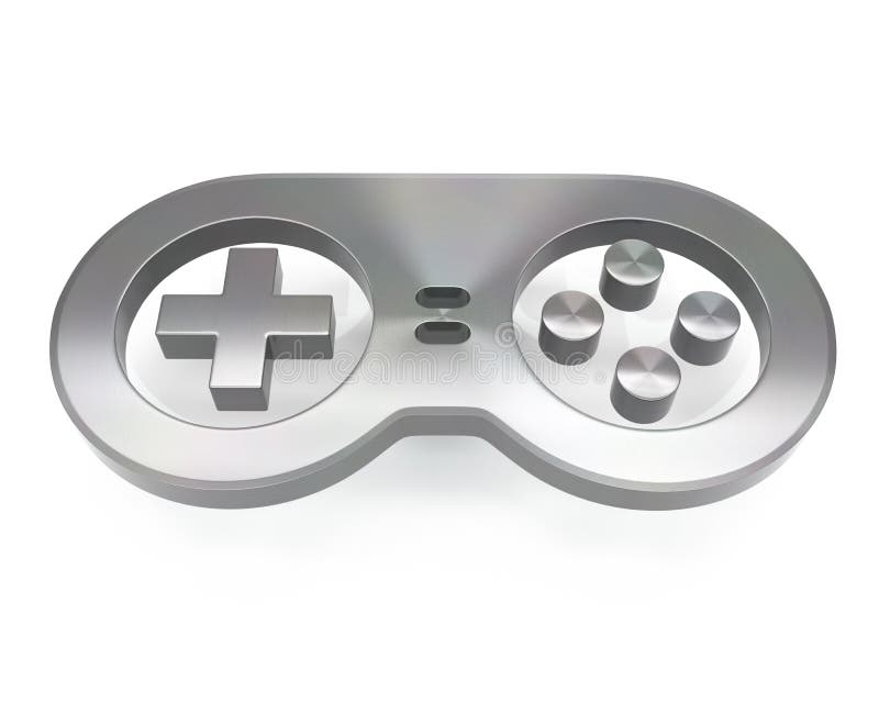 3d Brushed Metal Game Controller Icon Stock Illustration - Illustration ...