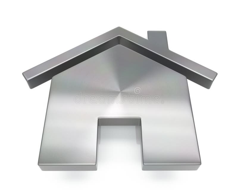 3d Brushed Metal House Icon Stock Illustration - Illustration of steel ...
