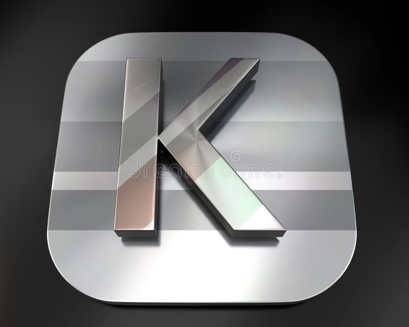 3d Brushed Metal K Letter Icon Stock Illustration - Illustration of ...