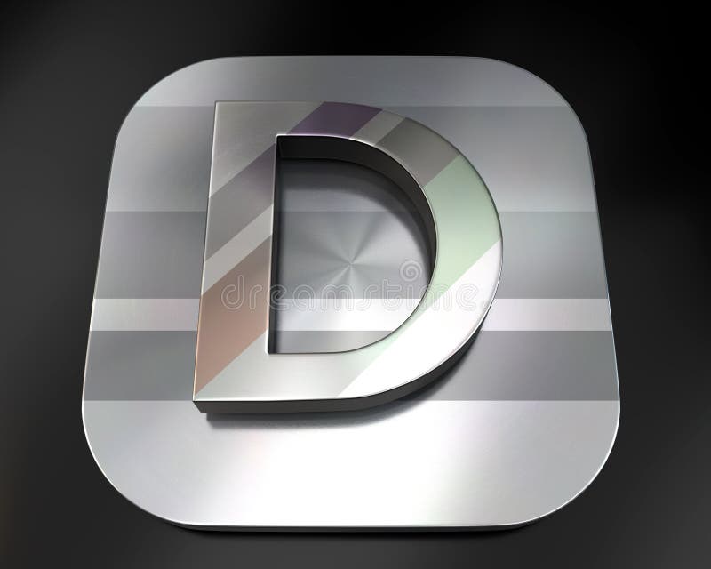 3d Brushed Metal D Letter Icon Stock Illustration - Illustration of ...