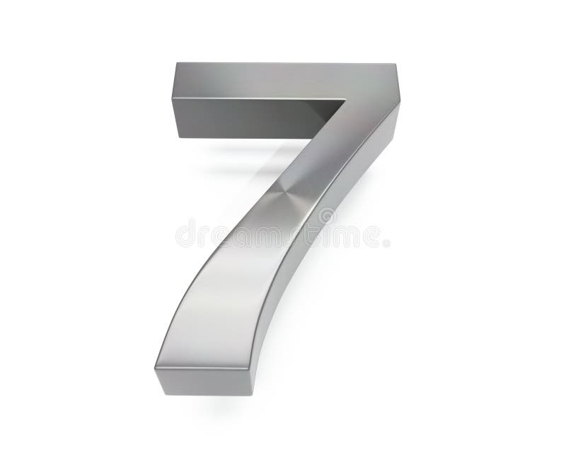 3d Brushed Metal Seven Number Stock Illustration - Illustration of ...