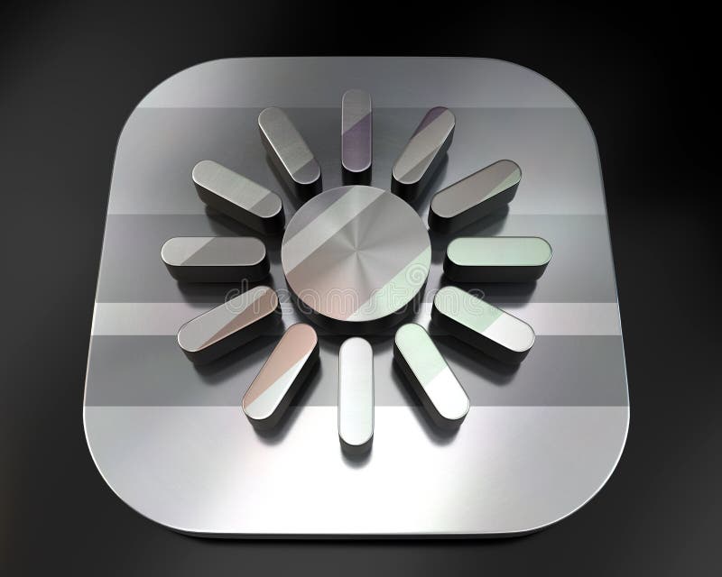 3d brushed metal sun icon stock illustration. Illustration of brushed ...