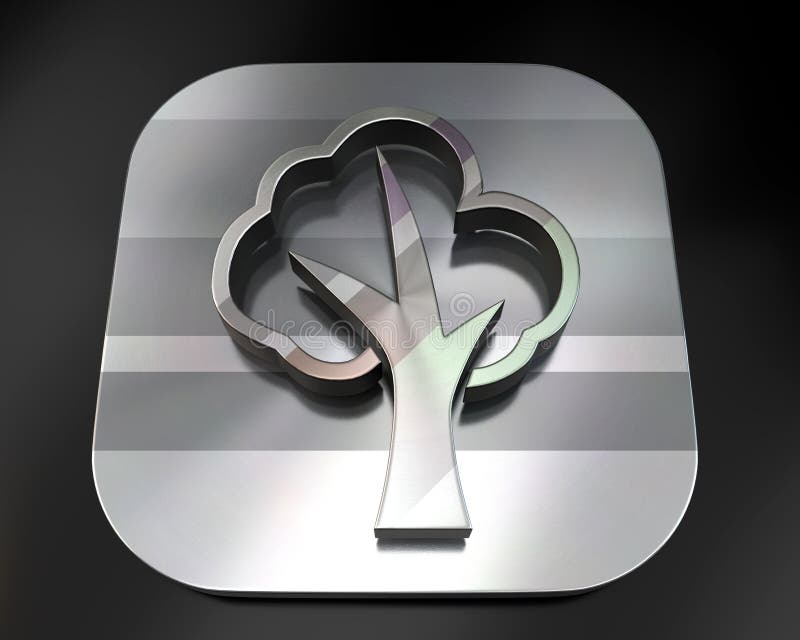 3d brushed metal tree icon stock illustration. Illustration of polished ...