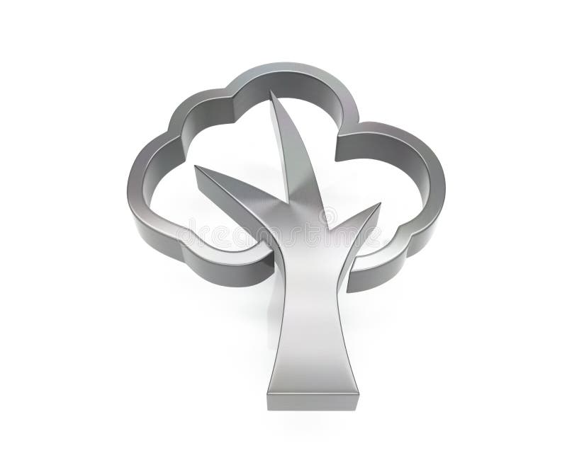 3d brushed metal tree icon stock illustration. Illustration of ...