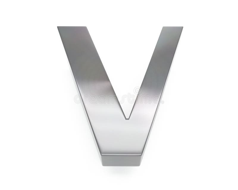 3d Brushed Metal `v` Letter Stock Illustration - Illustration of glossy ...