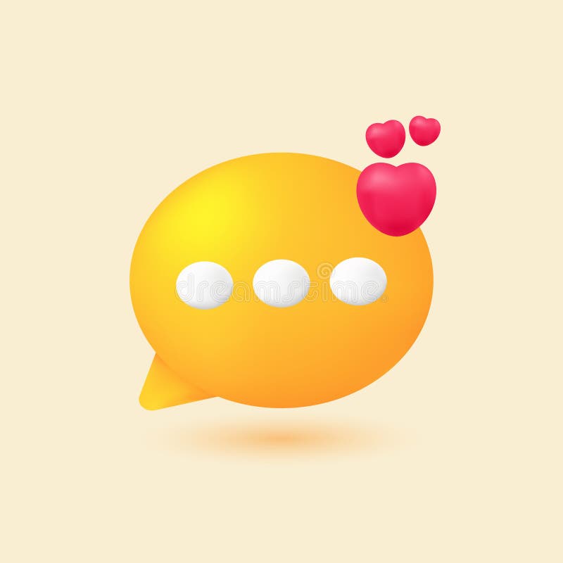 3D Bubble Chat with Love Notification Vector Illustration Stock Vector ...