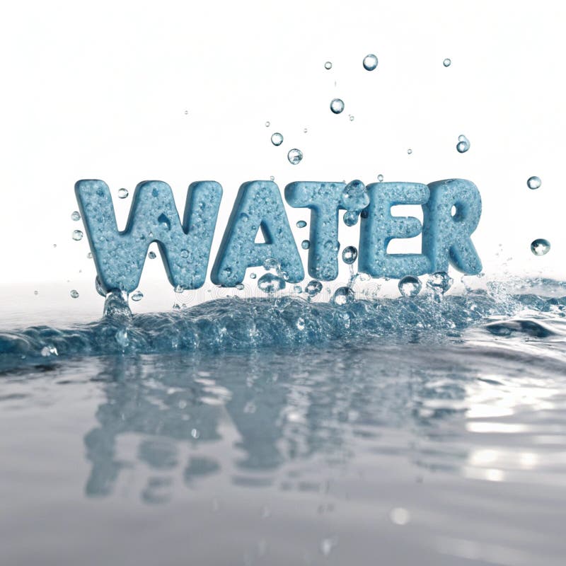 Realistic Water Text with Splash 3D Bubble Font Isolated on White ...