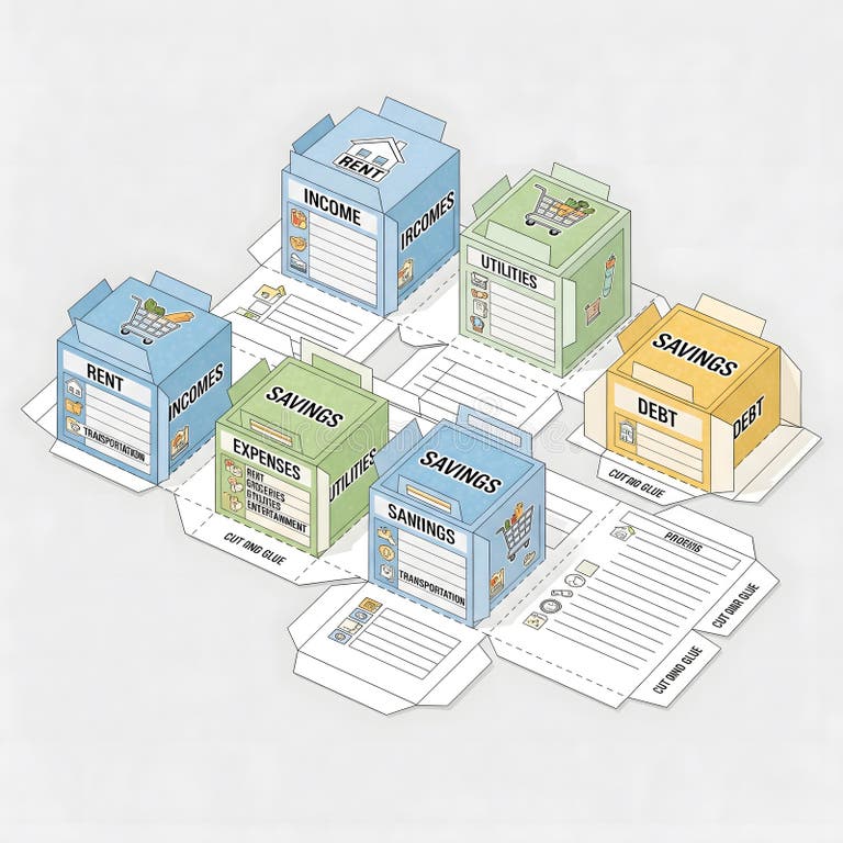 3D Budget Planner Printable Template Stock Illustration - Illustration ...