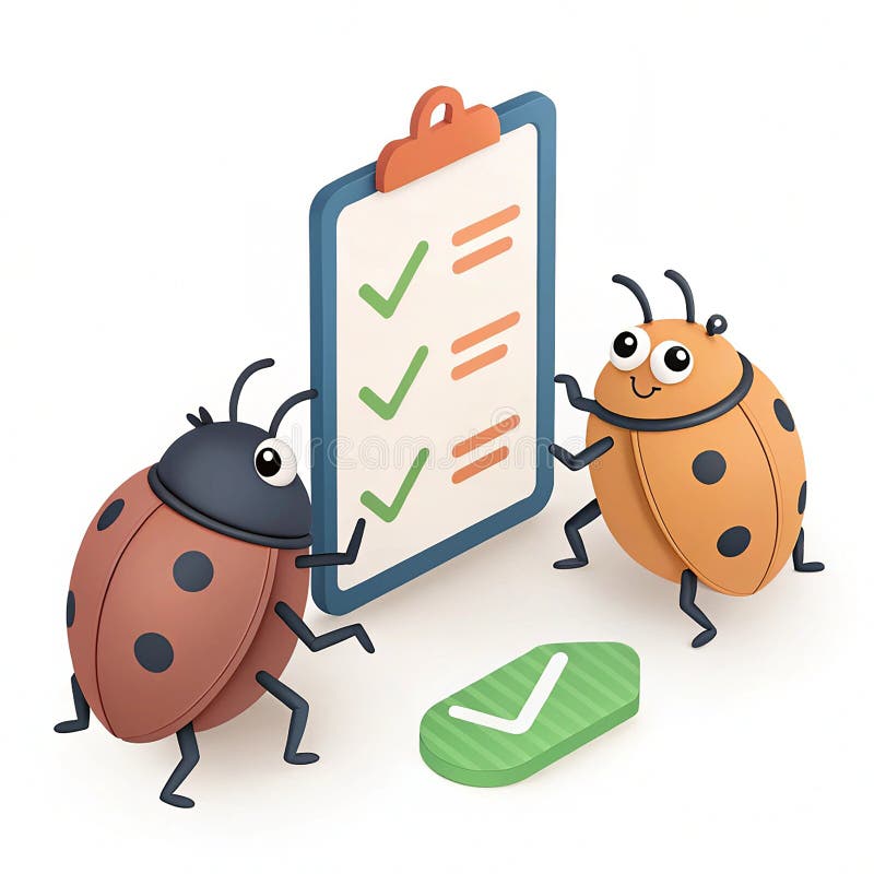 3D Bug Beetle Icon for Error and Testing Stock Illustration ...
