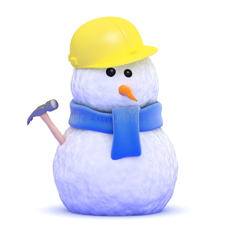 3d Builder snowman stock illustration. Illustration of hard - 41586902
