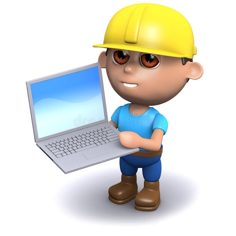 3d Builder is Using His Laptop Pc Stock Illustration - Illustration of ...