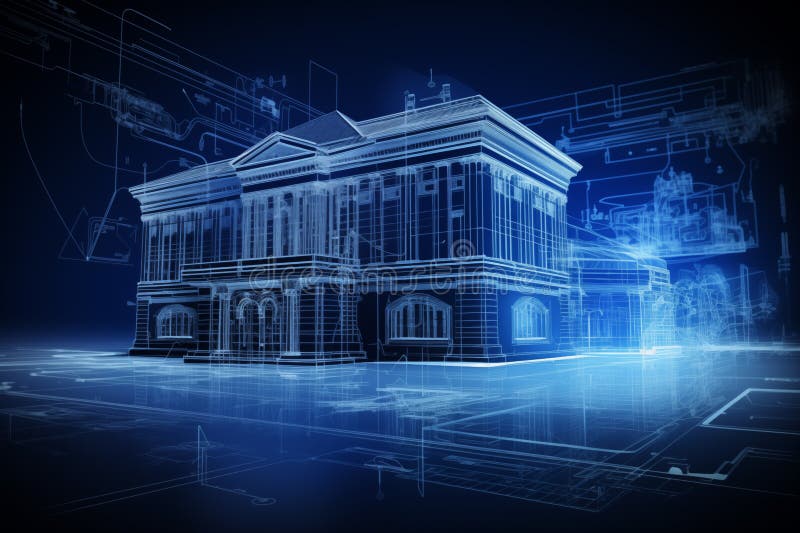 3d Building. Architectural Perspective Scan Line Technology Stock ...