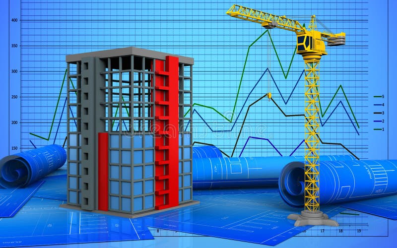 3d Of Building Construction Stock Illustration - Illustration of ...