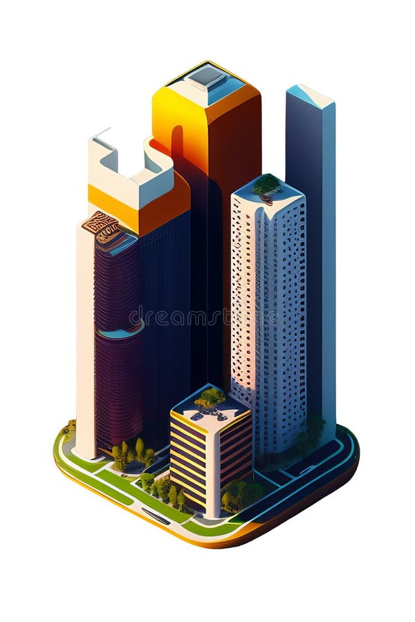 3D Building Design Elements in Isolated. 3D Illustration Stock ...