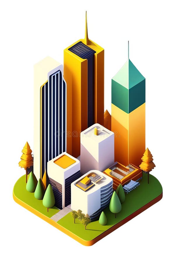 3D Building Design Elements with Isometric Building. 3D Illustration ...
