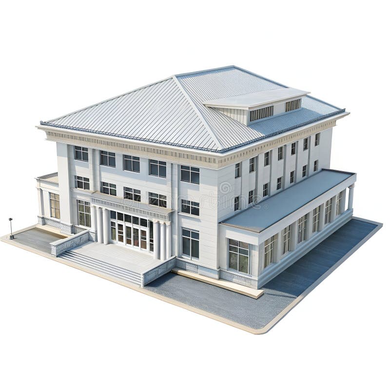 3D Building Design Render Isolated on White Background Stock ...