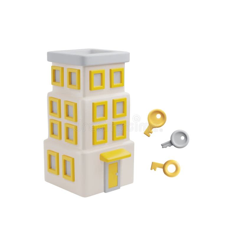 3D Building Icon with Keys Vector Illustration Stock Vector ...