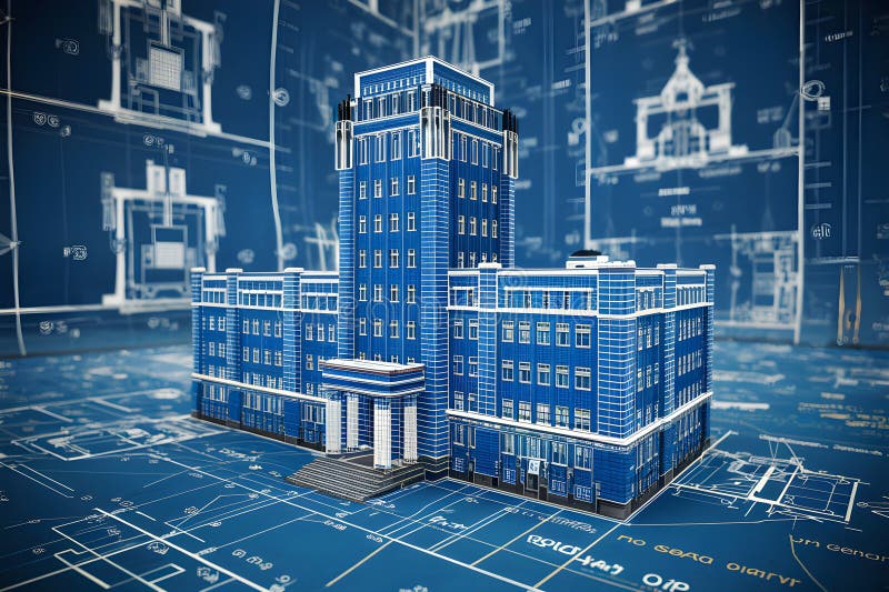 3D Building Model on Detailed Blueprints, Highlights Planning and ...