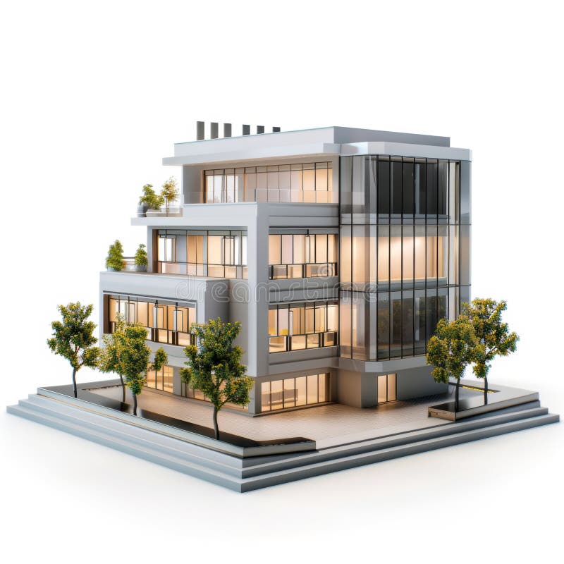 3D Building Modern Architecture Design Model Visualization Modern ...