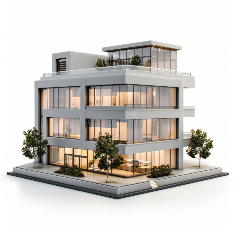 3D Building Modern Architecture Design Model Visualization Modern ...