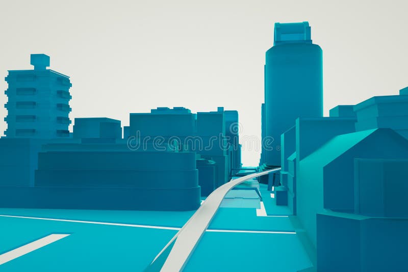 3D Building in Motion. Nice 3D Rendering Stock Illustration ...
